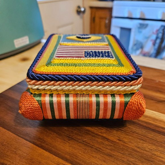 Accents | Woven Flag Trinket Box With Green Lining Rare Find | Poshmark